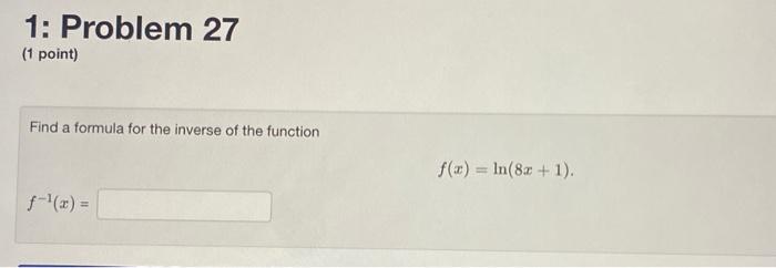 Solved Find a formula for the inverse of the function | Chegg.com