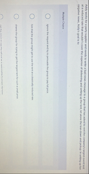 Solved Addy works for a party supplier and needs to write a | Chegg.com