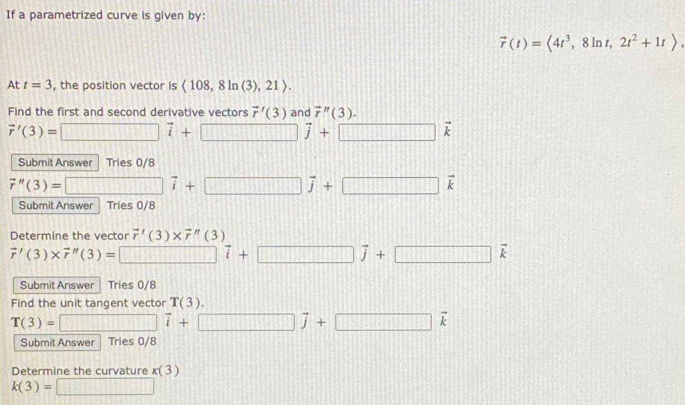 If a parametrized curve is given | Chegg.com