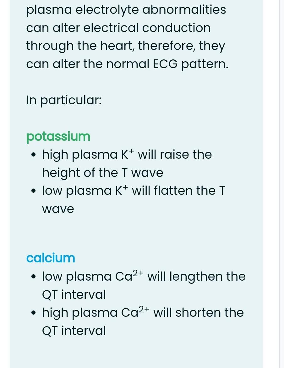 Solved plasma electrolyte abnormalities can alter electrical | Chegg.com