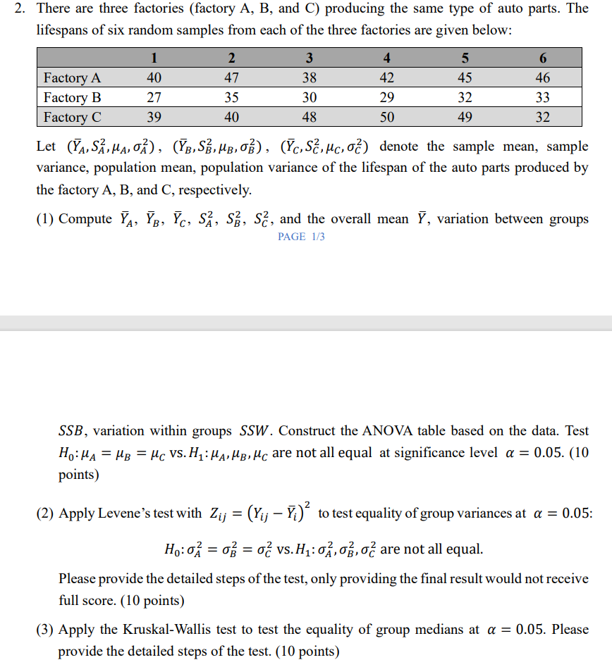 Solved There are three factories (factory A,B, ﻿and C ) | Chegg.com