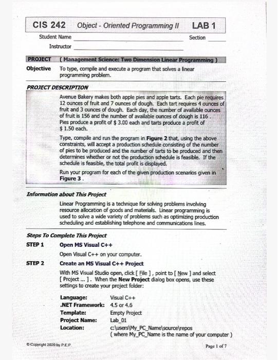 Solved Information About This Project Linear Programming Is