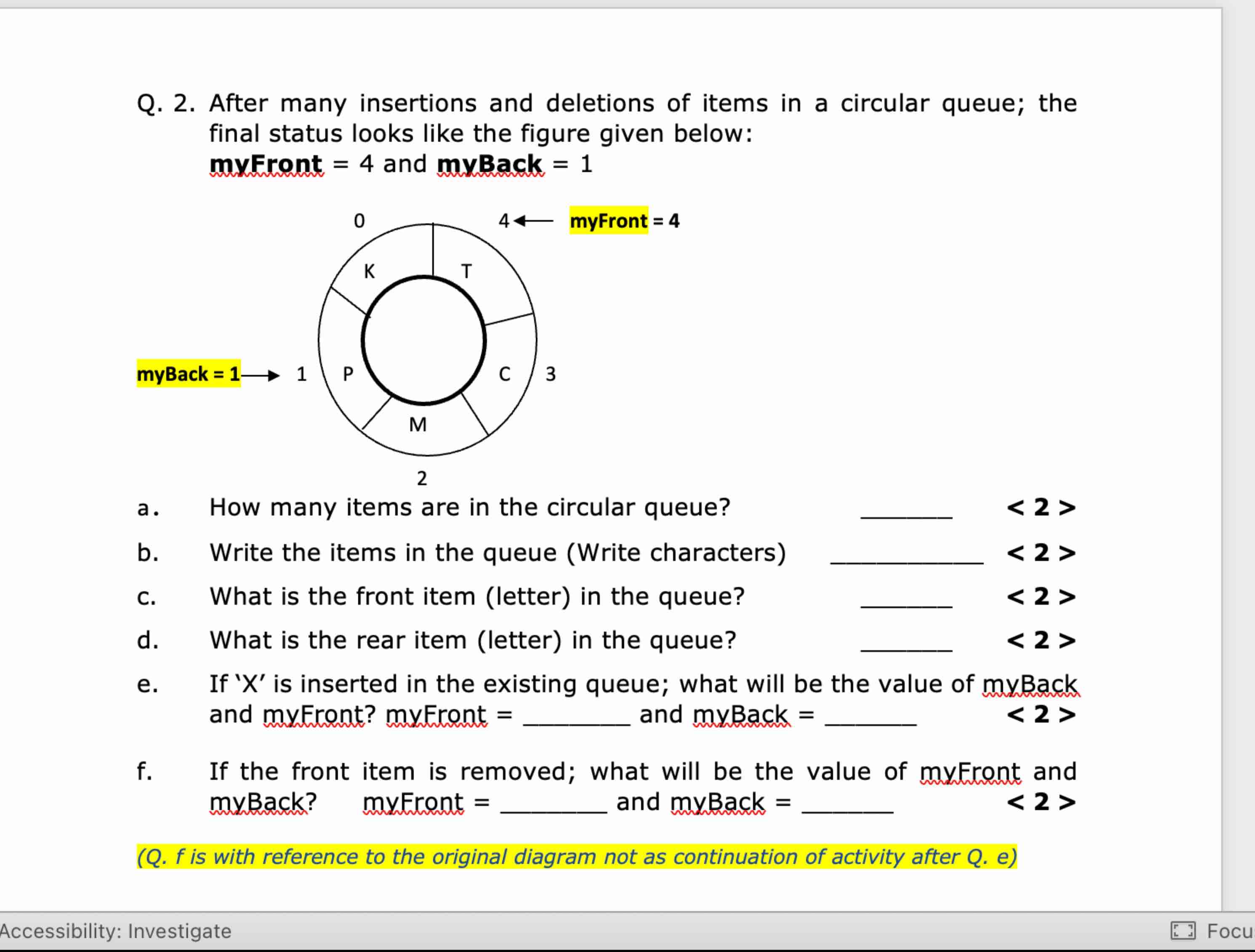 Solved Q. 2. ﻿After many insertions and deletions of items | Chegg.com