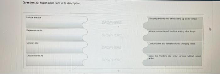 Solved Question 7: Match each QuickBooks user interface | Chegg.com