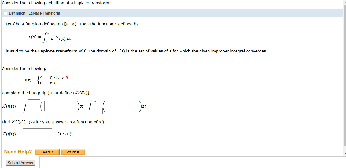 Solved Definition - ﻿Laplace TransformLet f be ﻿a function | Chegg.com