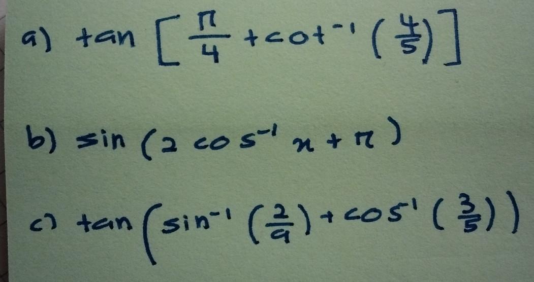 Solved a) tan [+cot ($)] с b) | Chegg.com