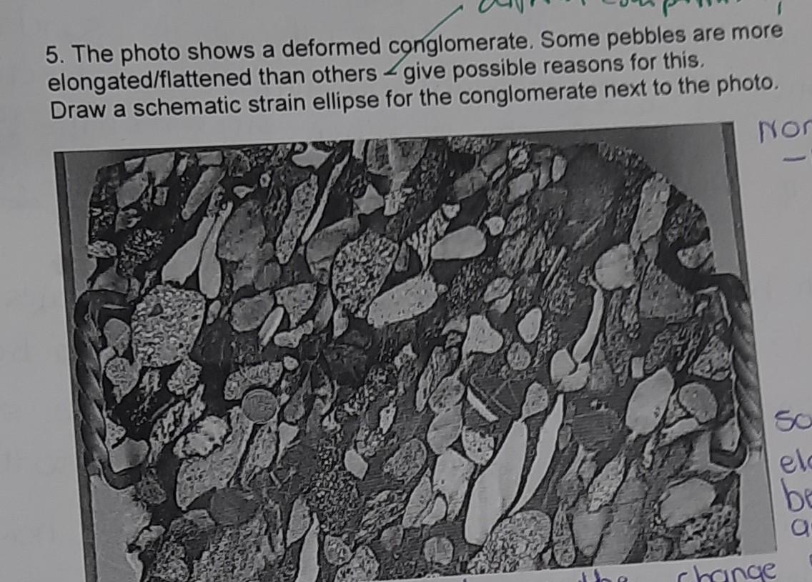 Solved 5. The photo shows a deformed conglomerate. Some | Chegg.com