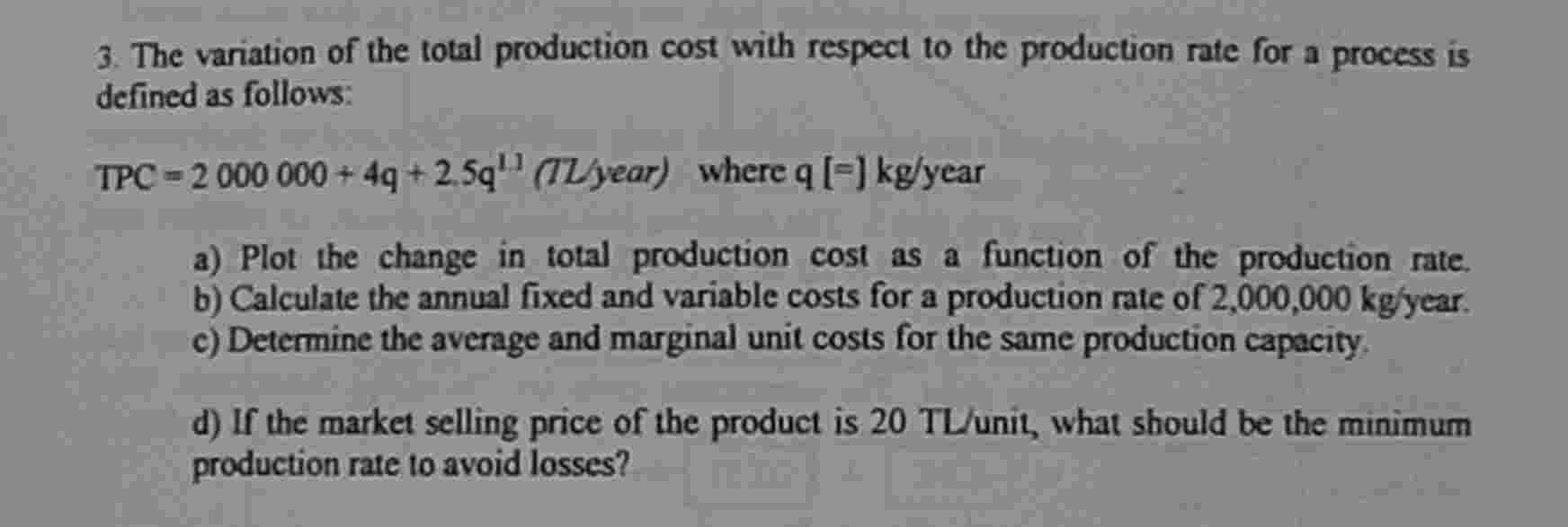 Solved The variation of ﻿the total production cost with | Chegg.com
