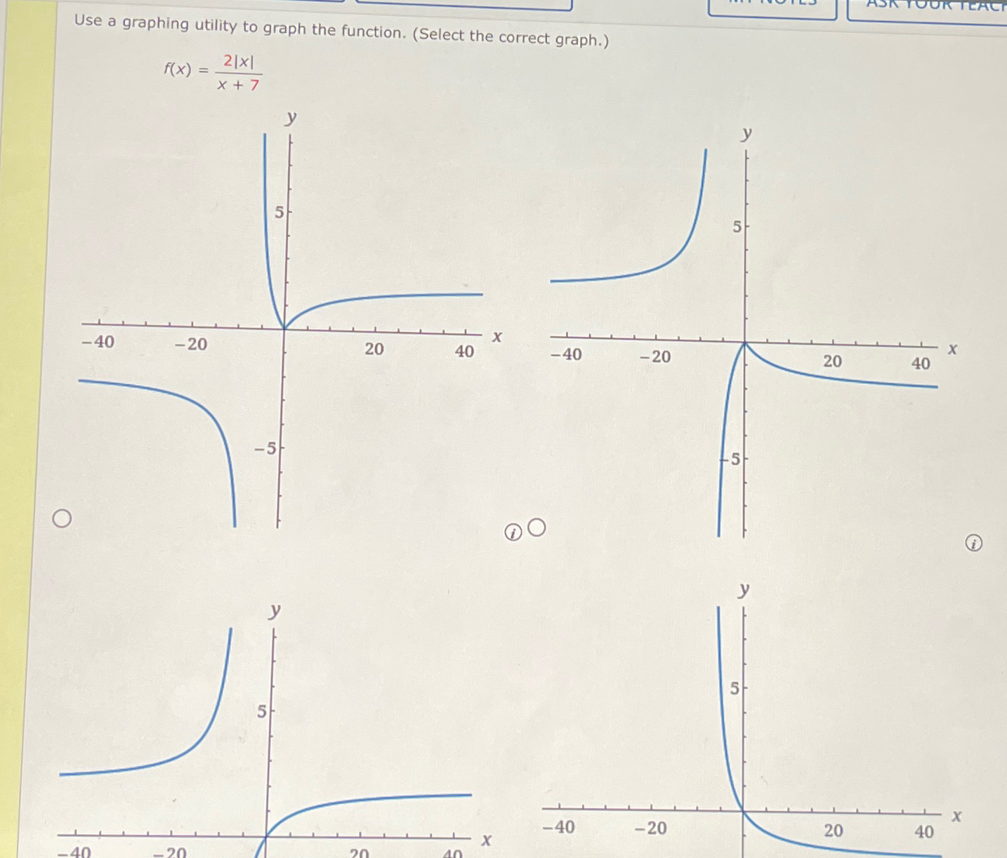 Solved Use a graphing utility to graph the function. (Select | Chegg.com