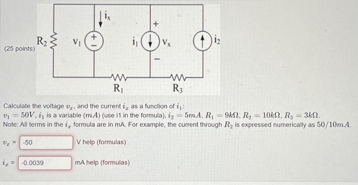 Solved Calculate the voltage vx, and the current ix as a | Chegg.com
