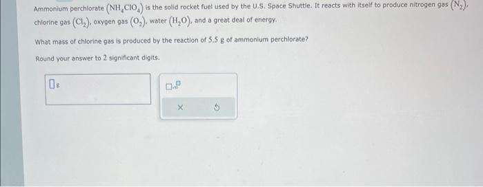 Solved Ammonium perchlorate (NH4ClO4) is the solid rocket | Chegg.com