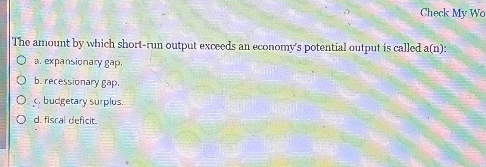 Solved The amount by which short-run output exceeds an | Chegg.com