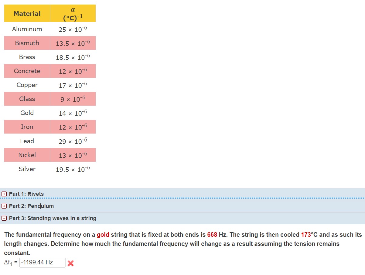 Solved Part 1: RivetsPart 2: PendulumPart 3: Standing waves | Chegg.com