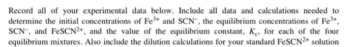 Solved Part 1: Preparation of a FeSCN2+ Calibration Curve | Chegg.com