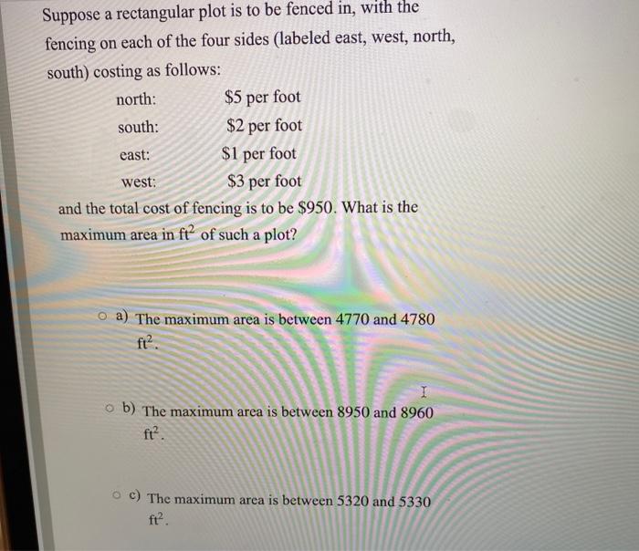 Solved Suppose a rectangular plot is to be fenced in, with | Chegg.com