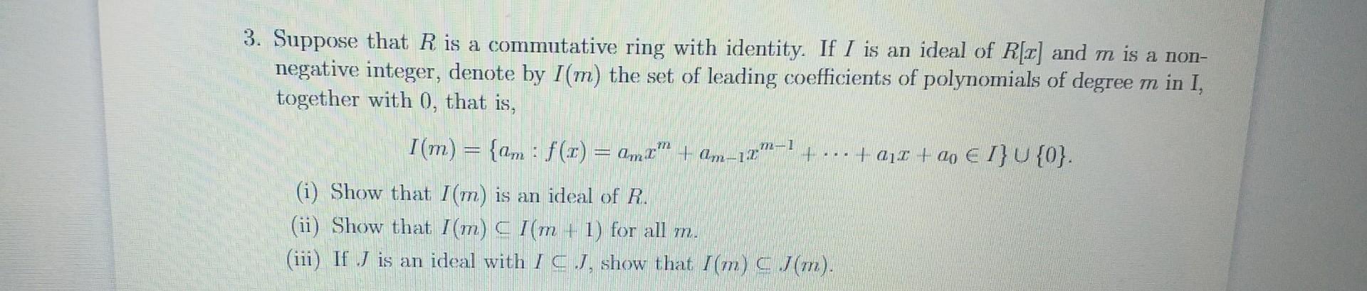 Solved Suppose that R is a commutative ring with identity. | Chegg.com