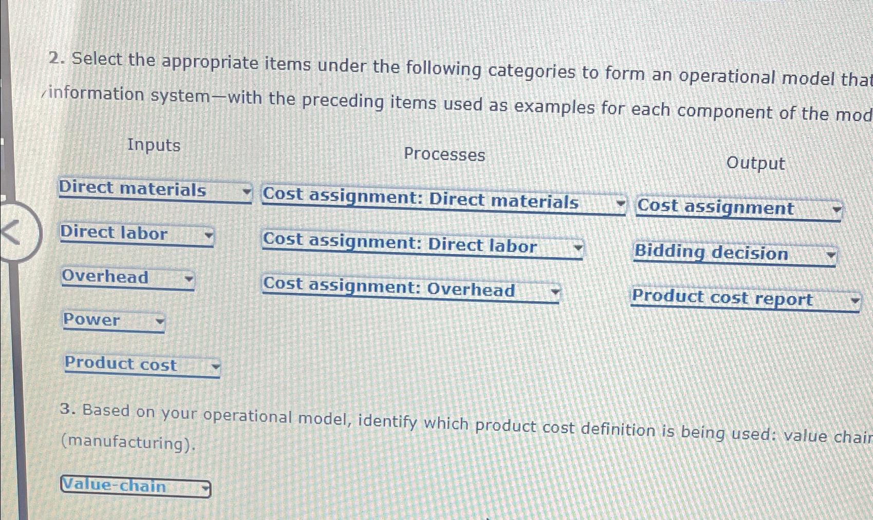 Solved Select the appropriate items under the following | Chegg.com