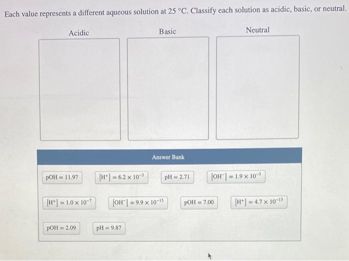 Solved Each value represents a different aqueous solution at | Chegg.com