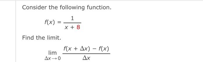 Solved Consider the following function. f(x)=6x+2 Find the | Chegg.com