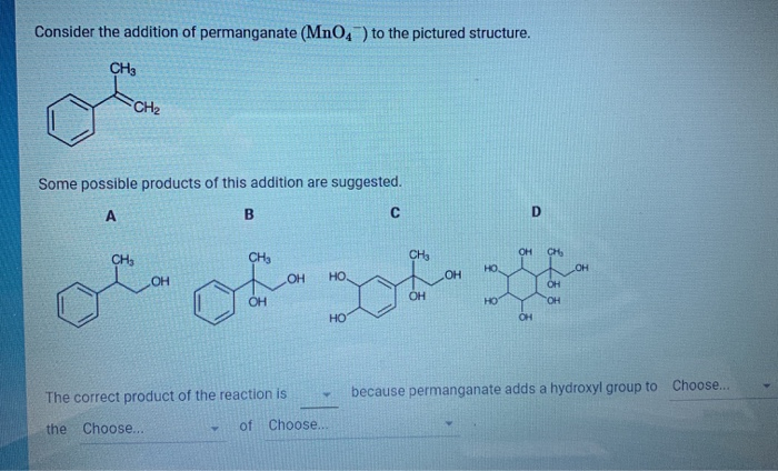 Solved Consider the addition of permanganate (MnO4 ) to the | Chegg.com