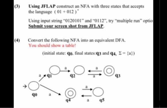 Solved (3) Using JFLAP construct an NFA with three states | Chegg.com