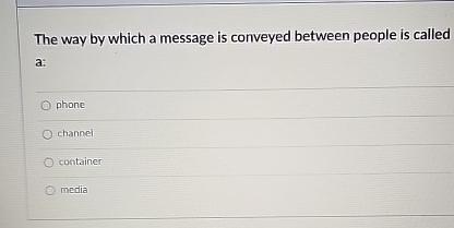 Solved The way by which a message is conveyed between people | Chegg.com