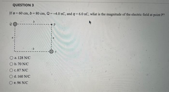 Solved If \\( a=60 \\mathrm{~cm}, b=80 \\mathrm{~cm}, Q=-4.0 | Chegg.com