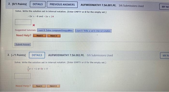 Solved Solve. Write the solution set in interval notation. | Chegg.com