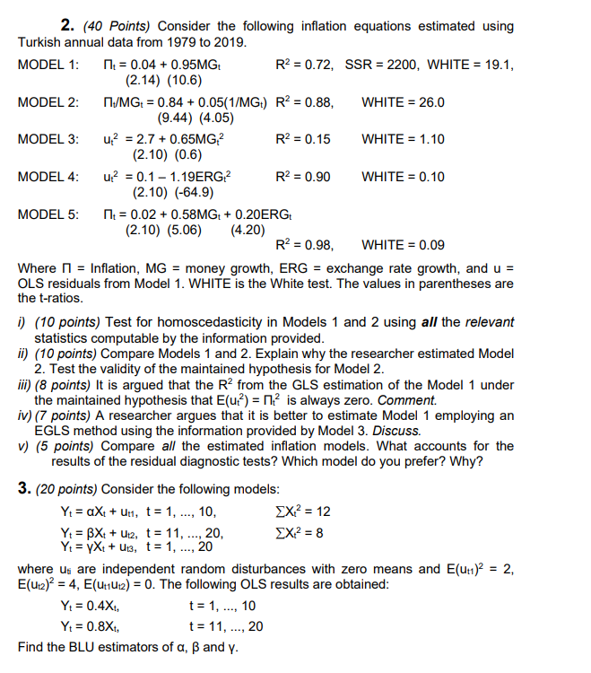 Solved (40 ﻿Points) ﻿Consider the following inflation | Chegg.com