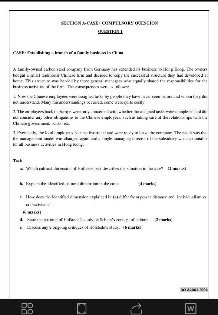 SECTION A-CASE (COMPULSORY QUESTION) QUESTION 1 CASE: | Chegg.com