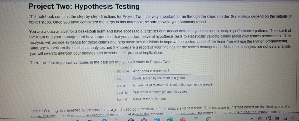 Project Two: Hypothesis Testing This notebook | Chegg.com