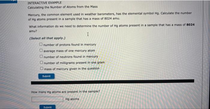 Solved INTERACTIVE EXAMPLE Calculating the Number of Atoms | Chegg.com