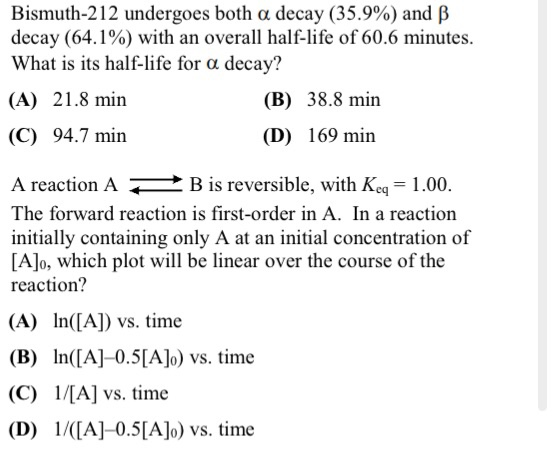 Solved Bismuth-212 undergoes both a decay (35.9%) and B | Chegg.com