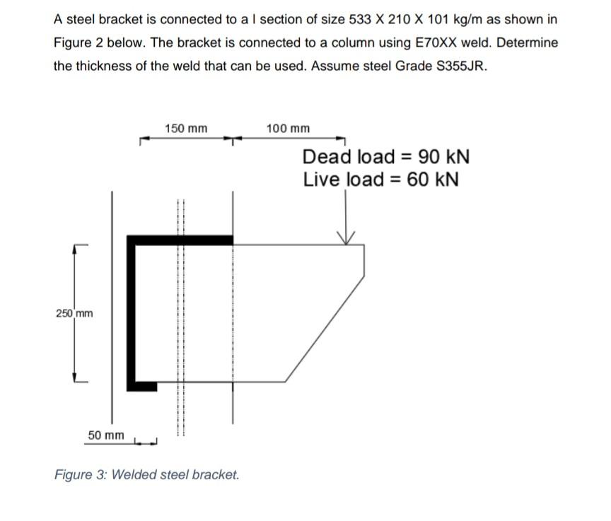 Solved A steel bracket is connected to a I section of size | Chegg.com