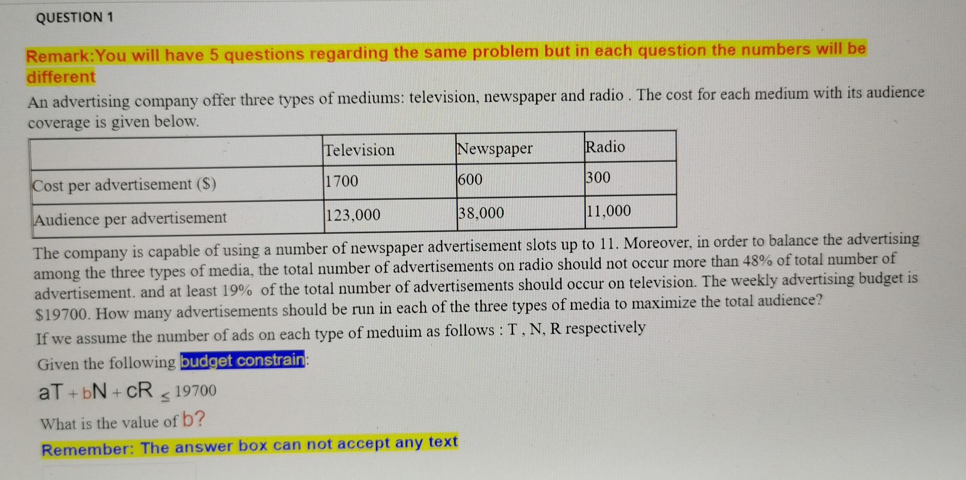 Solved QUESTION 1 Remark:You will have 5 questions regarding | Chegg.com
