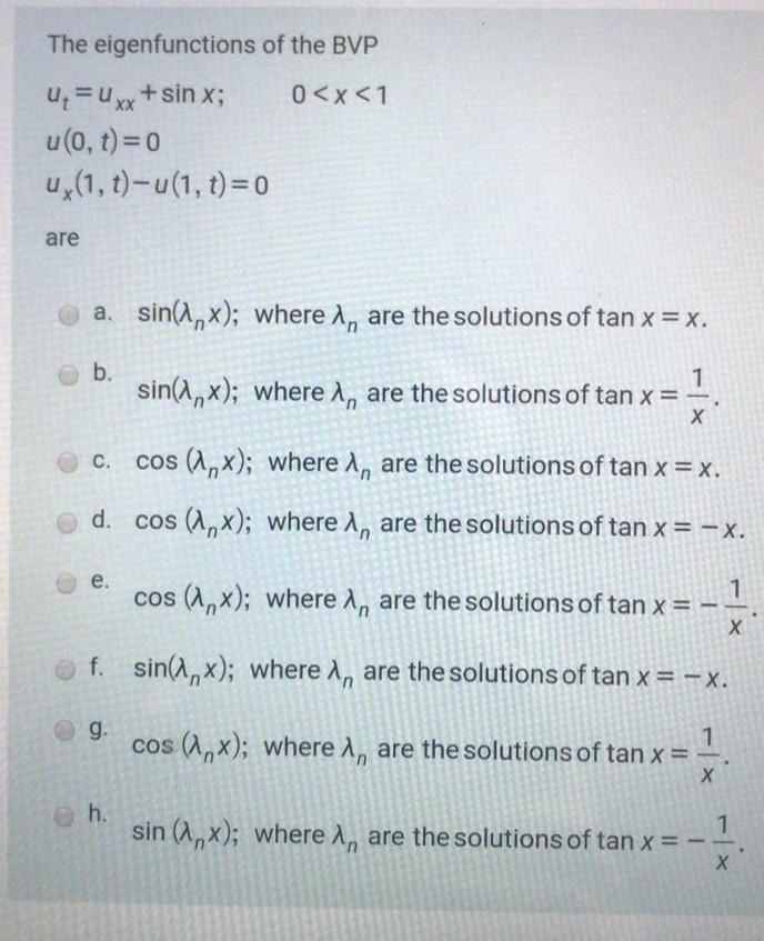 Solved The eigenfunctions of the BVP 0 | Chegg.com