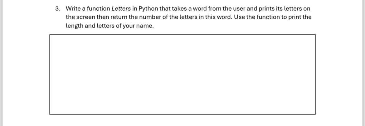 Solved Pythonwrite A Function Letters In Python That Takes A