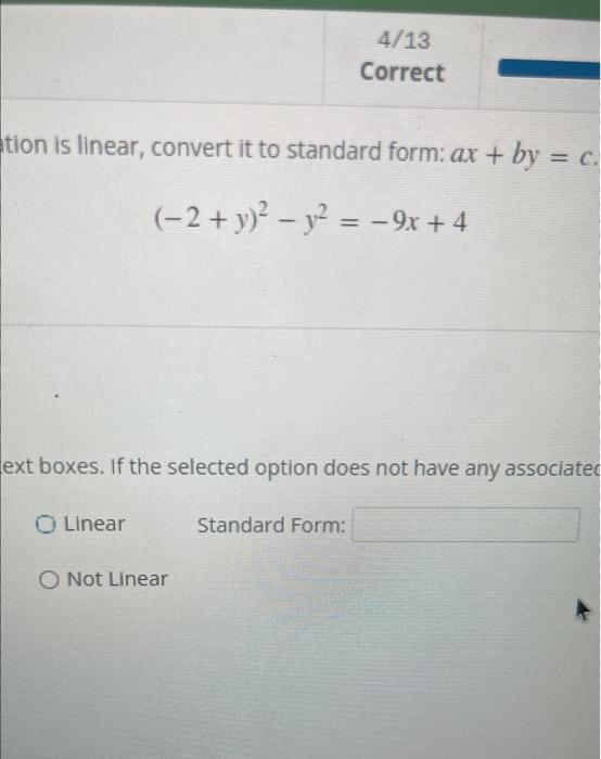 Solved tion is linear, convert it to standard form: ax+by=c. | Chegg.com