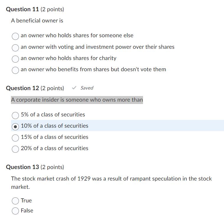 Solved Question 11 ﻿A beneficial owner isan owner who holds | Chegg.com