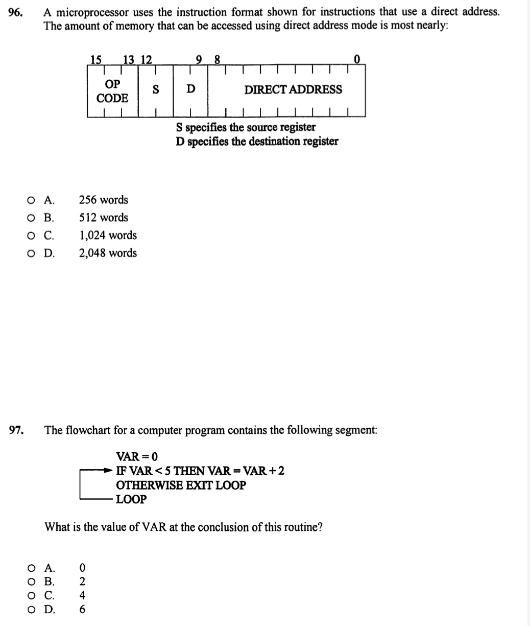 Solved 6. A microprocessor uses the instruction format shown | Chegg.com