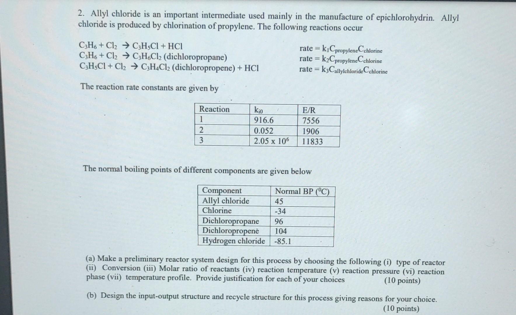 Solved 2. An equimolar mixture of 100kmol/hr of | Chegg.com