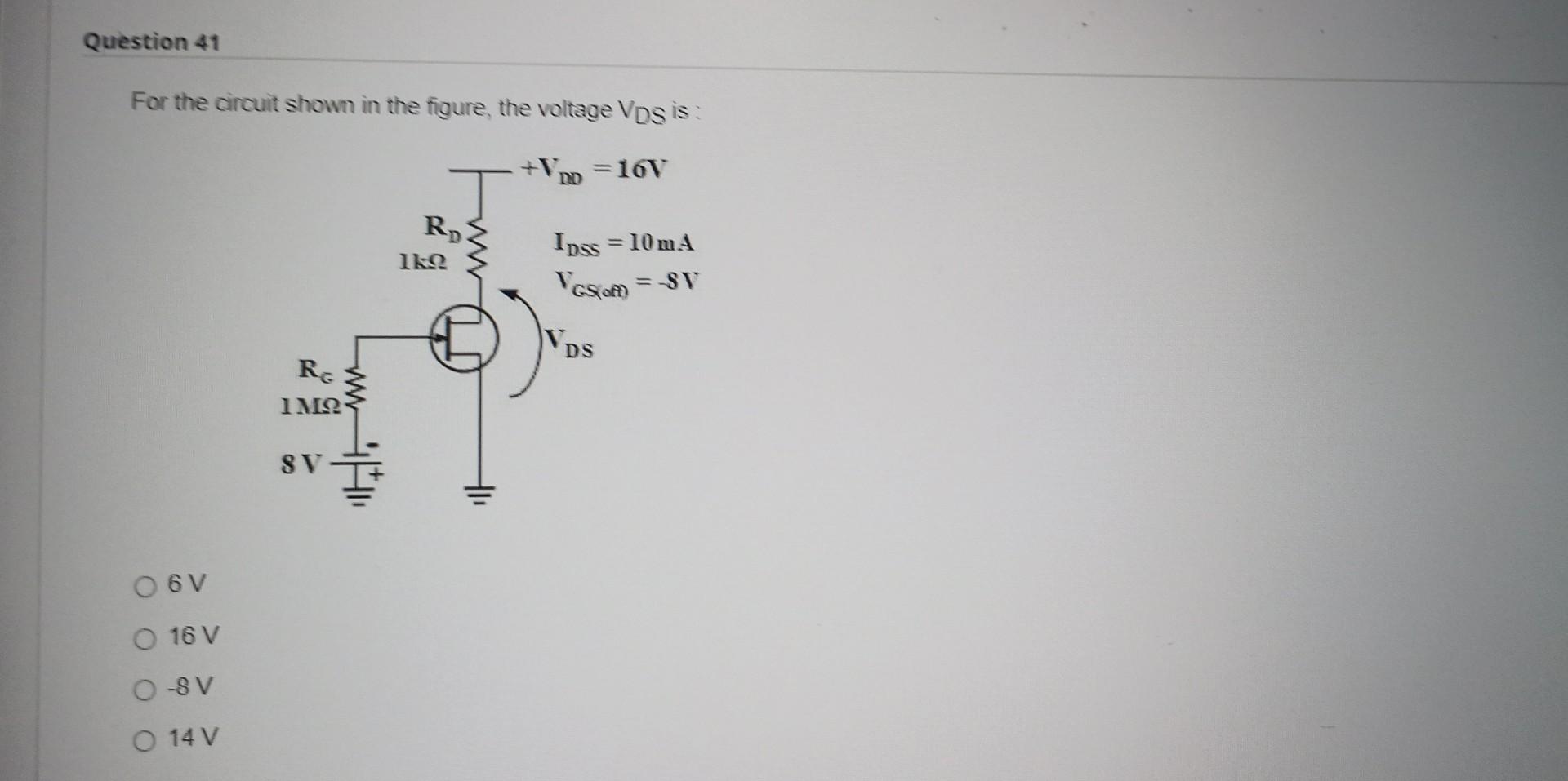 Solved For the circuit shown in the figure, the voltage VDS | Chegg.com