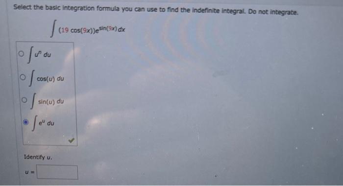 Solved Select the basic integration formula you can use to | Chegg.com