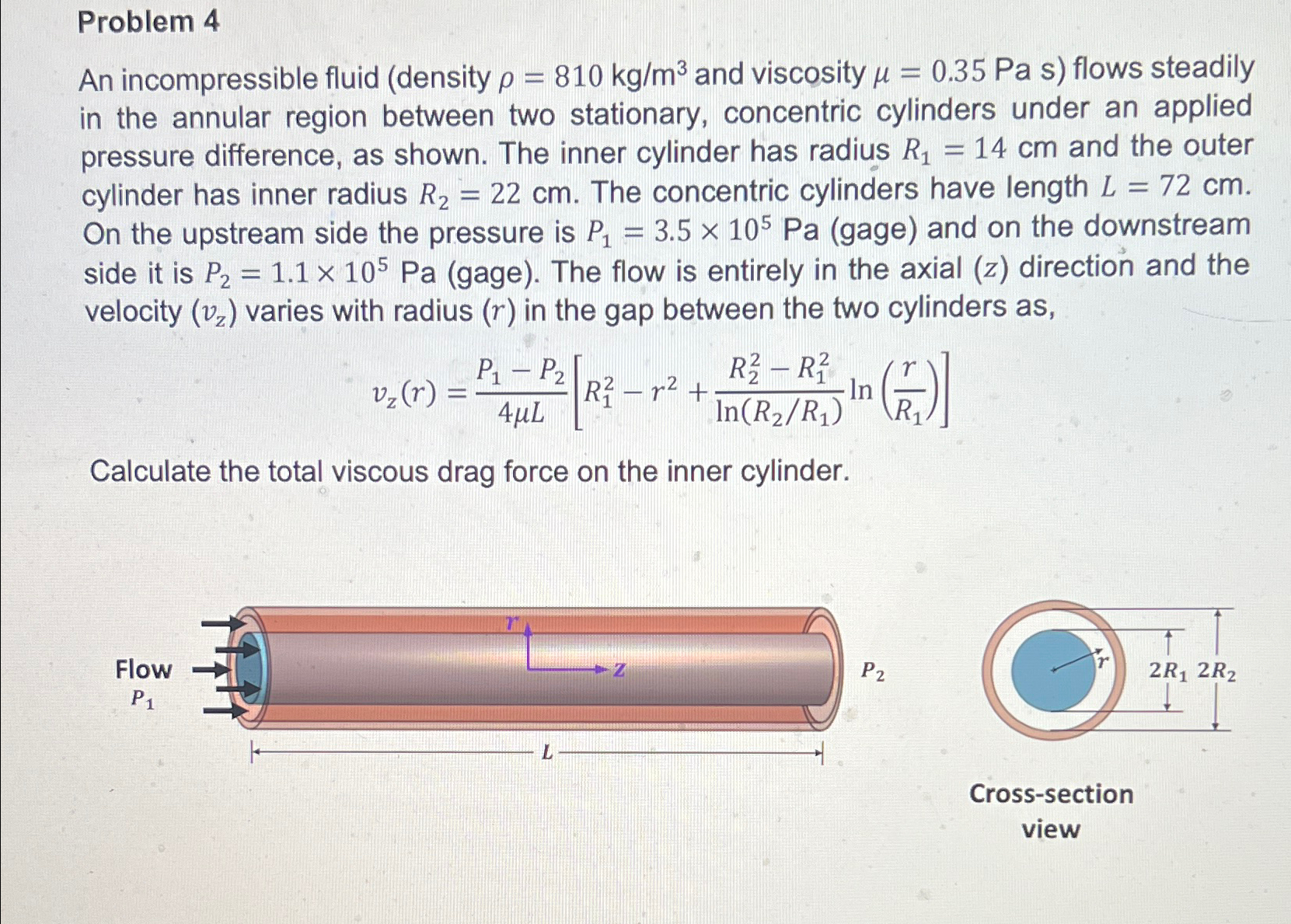 Solved Problem 4An incompressible fluid (density ρ=810kgm3 | Chegg.com