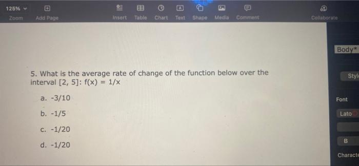 Solved 125% mi c @ © Zoom Add Page Insert Table Chart Text | Chegg.com