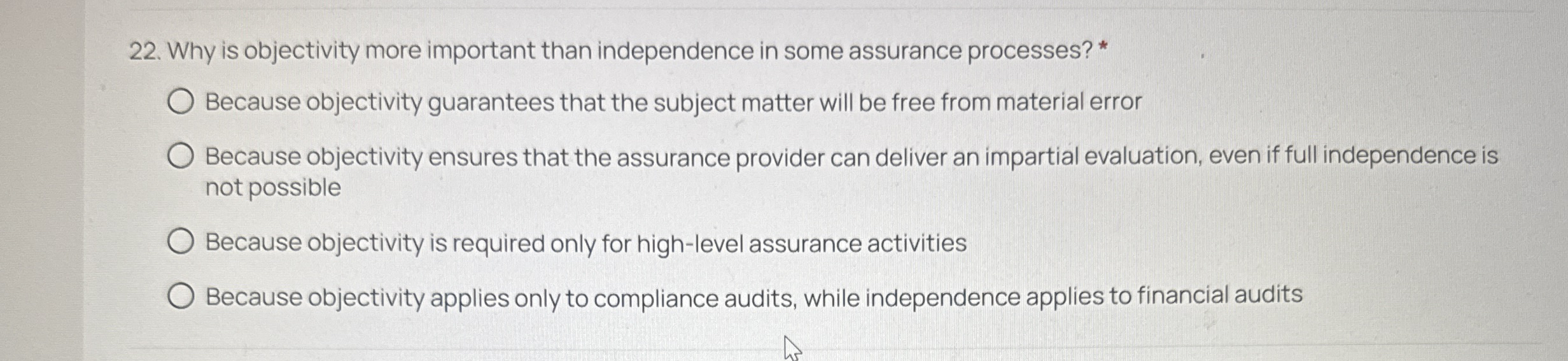 Solved Why is objectivity more important than independence | Chegg.com