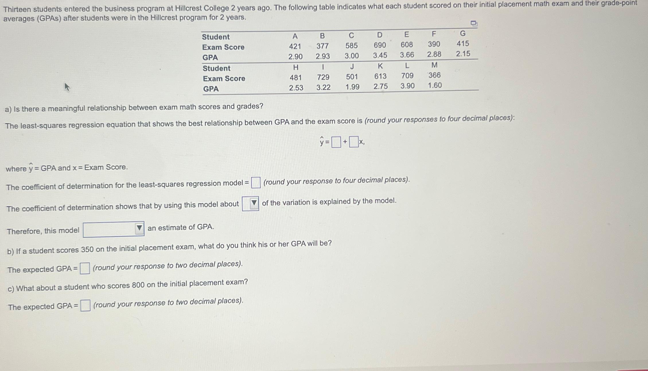 Solved Thirteen students entered the business program at | Chegg.com