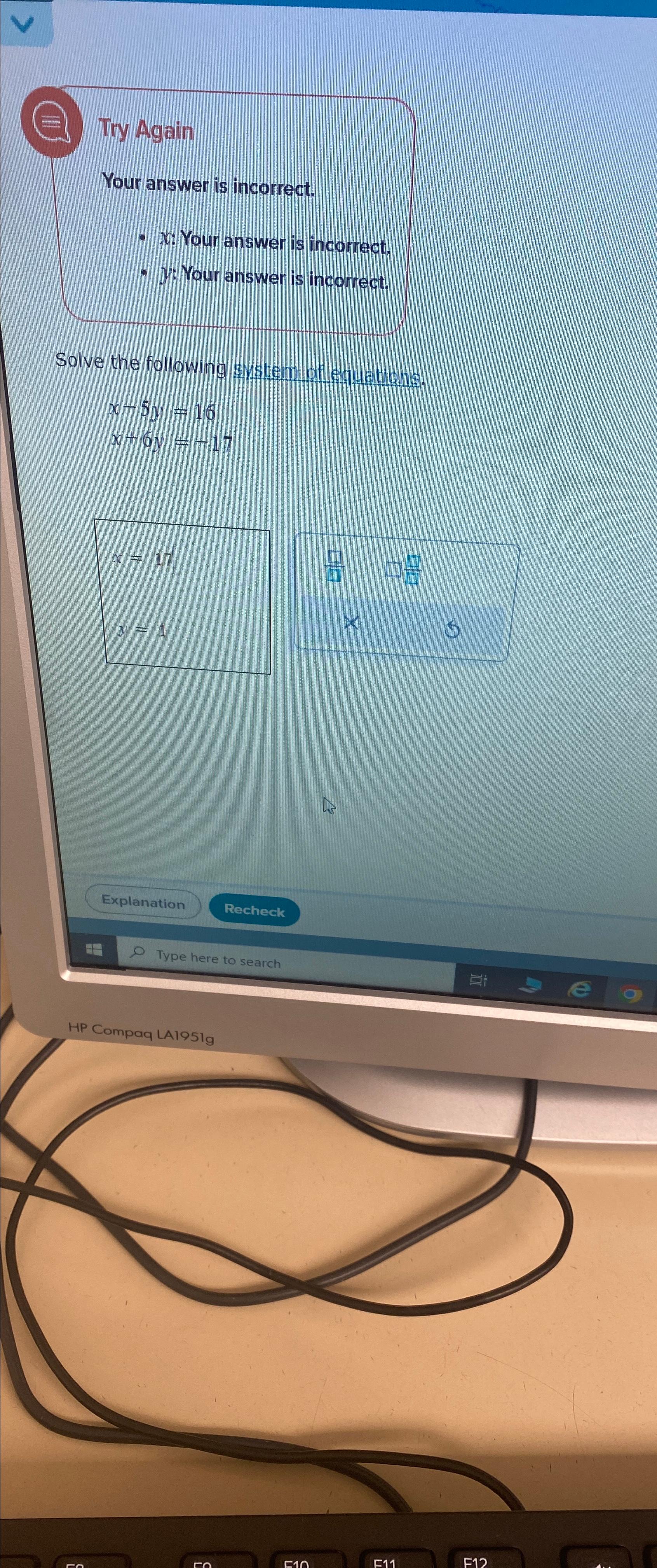 Solved Try AgainYour answer is incorrect.x ﻿: Your answer is | Chegg.com