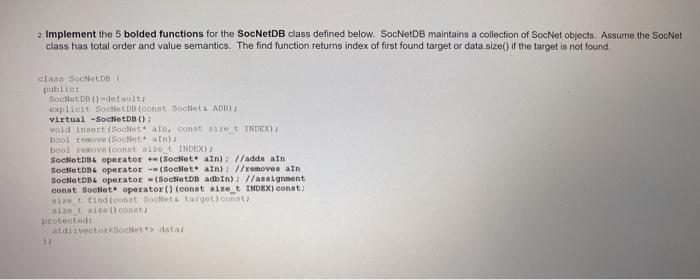 Solved 2. Implement the 5 bolded functions for the SocNetDB | Chegg.com