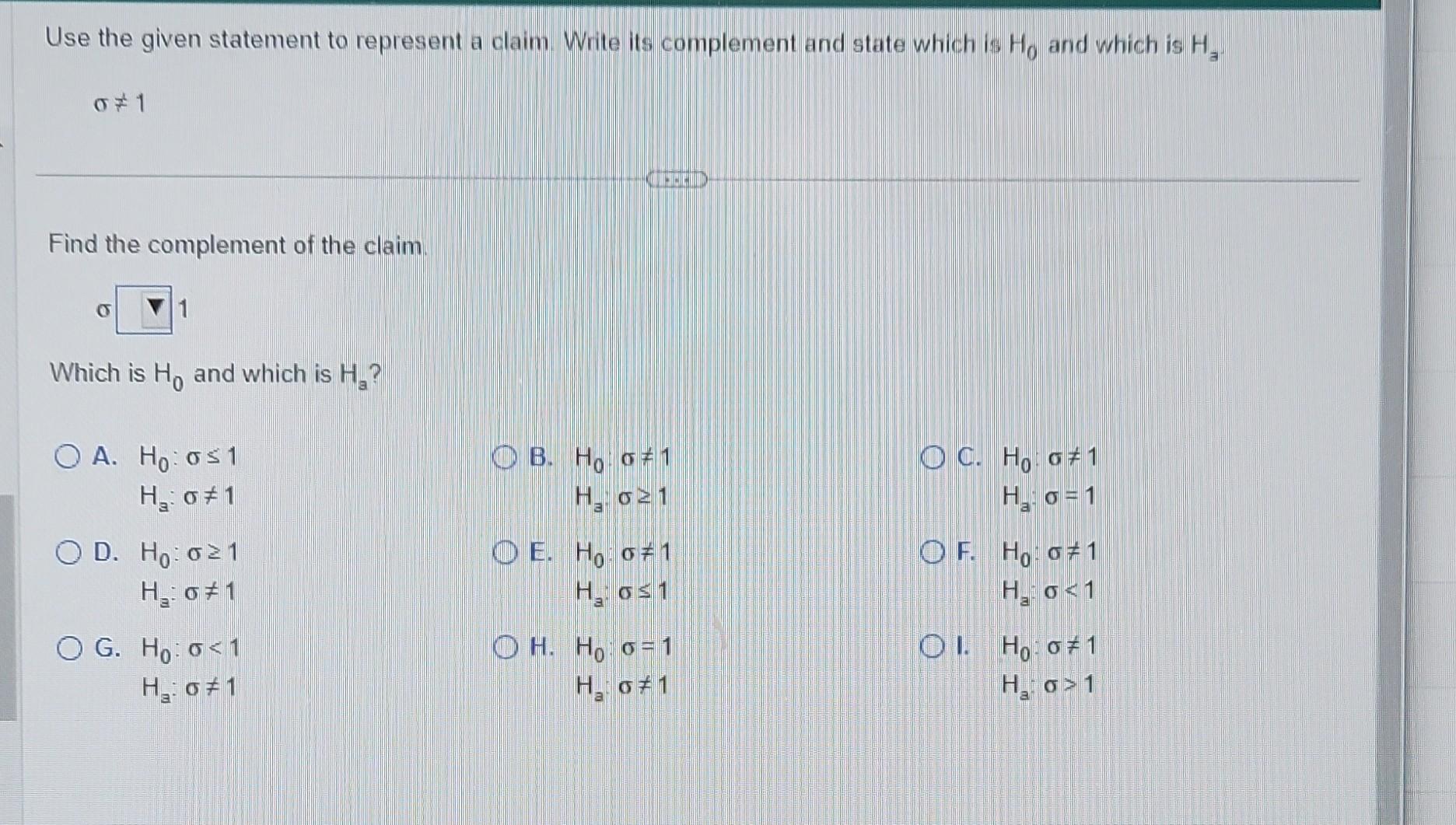 Solved Use the given statement to represent a claim. Write | Chegg.com